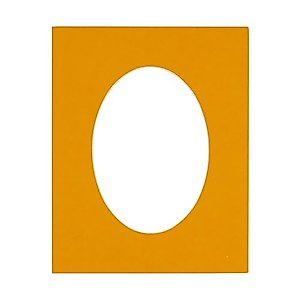 11.7x16.5 Mat Bevel Cut for 11x13.5 Photos - Precut Golden Orange Oval Shaped Photo Mat Board Opening - Acid Free Matte to Protect Your Pictures - Bevel Cut for Family Photos, Pack of 1 Matboard Show