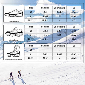 Crampons Ice Cleats Traction Snow Grips for Boots Shoes Women Men Anti Slip 19 Stainless Steel Spikes Safe Protect for Hiking Fishing Walking Climbing Mountaineering
