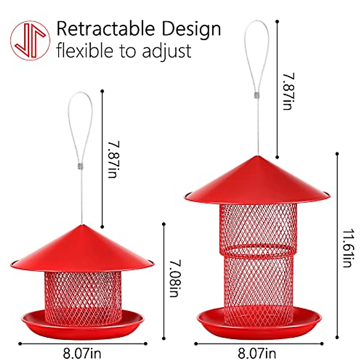 Metal Bird Feeders Cardinal Bird Feeder Retractable Birdfeeders Outside Hanging Garden Yard Outside Decoration 7 LB