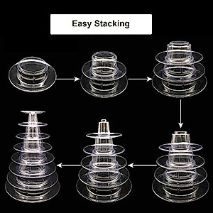 Fashionclubs 6 Tier Round Cake Stand Macaron Tower, Plastic Tiered Cupcake Dessert Display Stand Pastry Appetizers Serving Tray Platter Food Display for Wedding,Baby Shower or Birthday Party