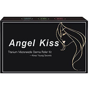 Derma Roller for Face and Body - Angel Kiss 4 in 1 Titanium Microneedling Roller Kit Micro Needle Microneedle Roller, 300 and 720 Needles 0.25mm,1200 Needle 0.3mm