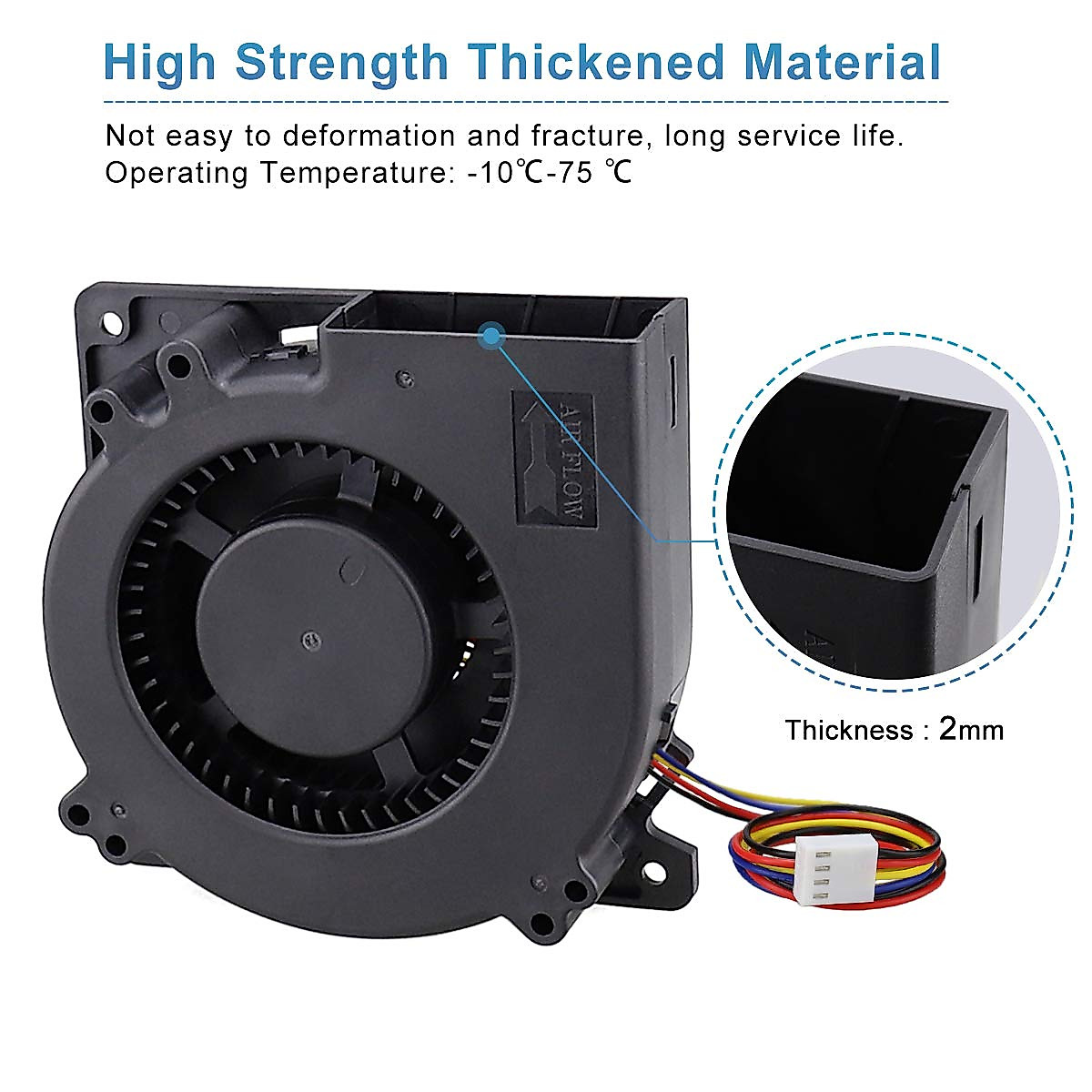 GDSTIME 120mm PWM 4 Pin 12V Dual Ball Bearing DC Brushless Blower Cooling Fan (4.72x4.72x1.26 inch), for Car Seat Amplifier Inflatables Inverter Ventilation