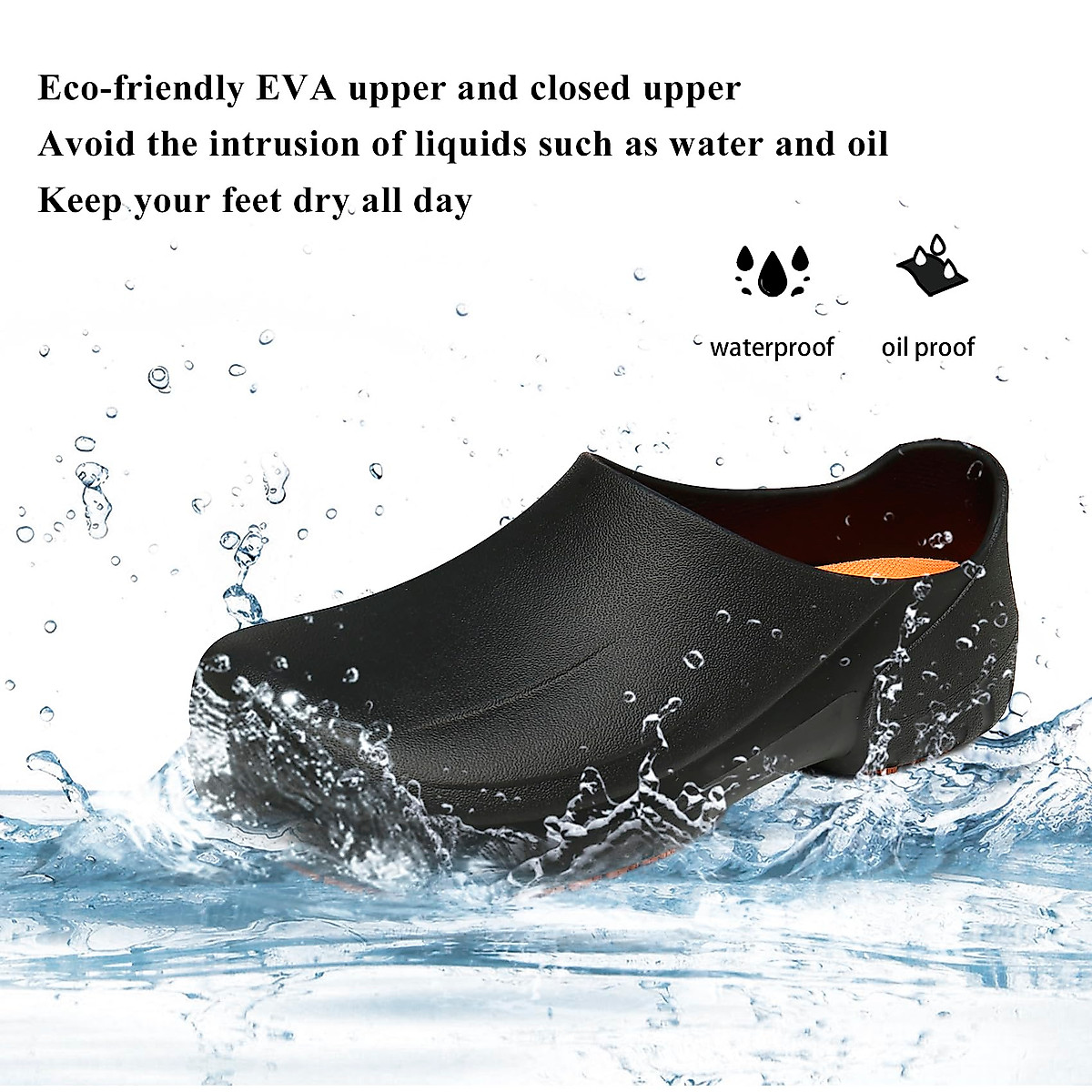 Men's Non Slip Chef Shoes, Men Professional Waterproof Slip Resistant Work Shoe for Kitchen Restaurant Hospital, Zapatos para Trabajar En Restaurante De Hombre Black