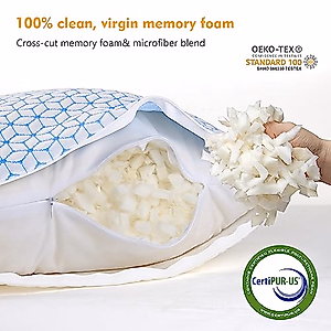 Love Attitude Pillows Queen Size Set of 2, Queen Pillows 2 Pack for Bed Shredded Memory Foam Pillows Adjustable, Cooling Pillow Soft and Supportive for Side Back Stomach Sleepers