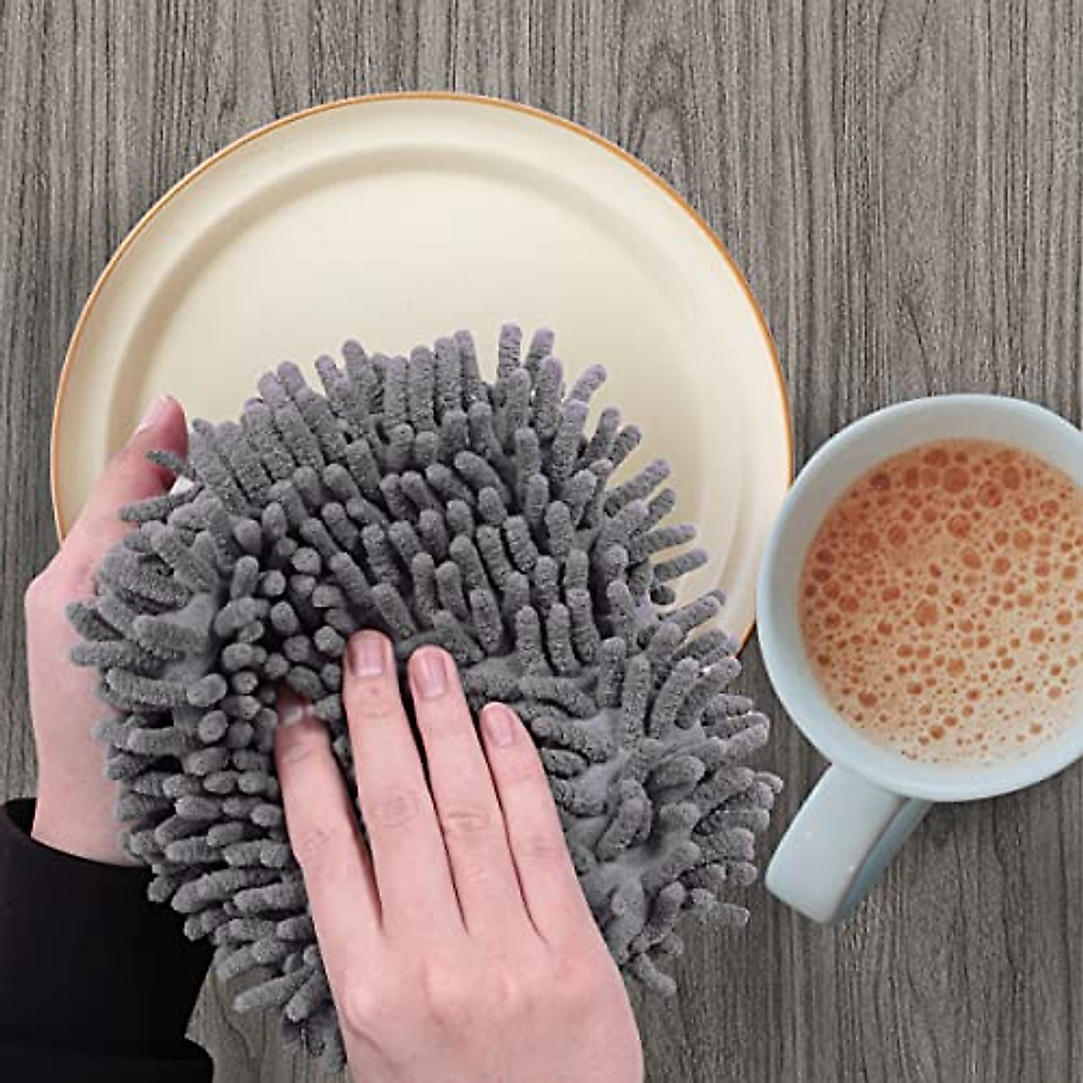 Yigood 4 PCS Chenille Hanging Hand Towels Quick Dry Hanging Absorbent Soft Hand Bath Towel, Bathroom Fluffy Microfiber Decorative Towels Ball，Cleaning Cloth for Bathroom Kitchen