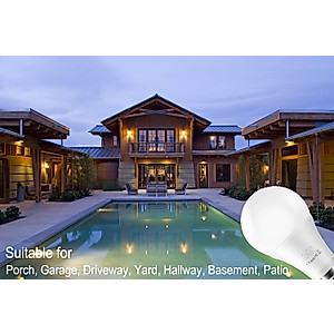 ProPOW Dusk to Dawn Light Bulb, Sensor LED Bulbs Smart Lights Bulb 5W A19 Automatic On/Off, Indoor/Outdoor Lighting Lamp for Porch Garage Driveway Yard Hallway(E26,Soft White,2-Pack)