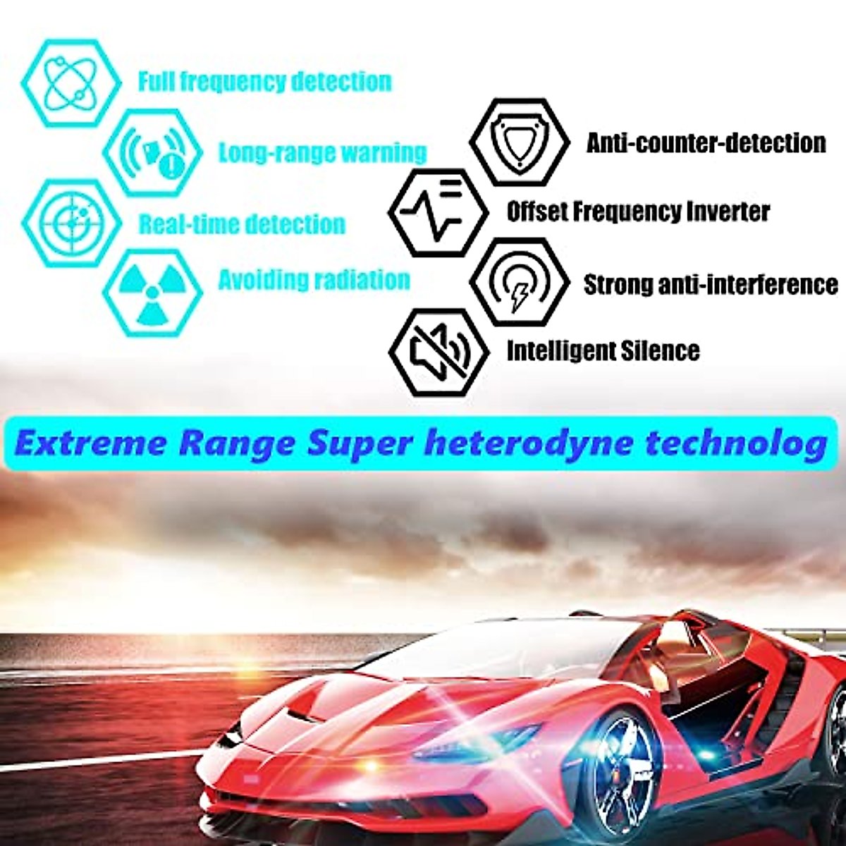 New Radar Detector, Driving Aids with Mute Memory, City/Highway Mode, Long Range Detection, Led Display, Ideal Gift for Cars （Blue）