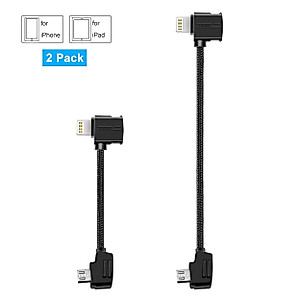 STARTRC 11.8inch and 3.9inch Lightning Data Cable to Micro USB MFI Certified for DJI Neo/Mini 4K/Mini SE/Mavic Mini/Mavic 2 Pro&Zoom/Mavic Air Controller Accessories,Tablet Phone OTG Cables(2 Pack)