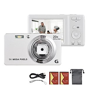 Andoer Kids Camera, 2.7-inch TFT Portable Digital Camera 56MP 4K Ultra HD 20X Zoom Auto Focus Self-Timer Face Detection Anti-Shaking with 2pcs Batteries Hand Strap Great Gift for for Kids Teens