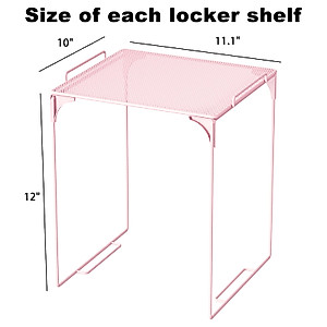 Svartur Shelf Pack, 2, Metal, Contemporary, Pink, Stackable, Space Saving, for School Locker Organizing