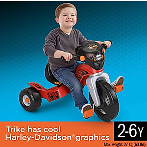 Fisher-Price Harley Davidson Toddler Tricycle Ride-On Preschool Toy, Lights & Sounds Trike with Adjustable Seat