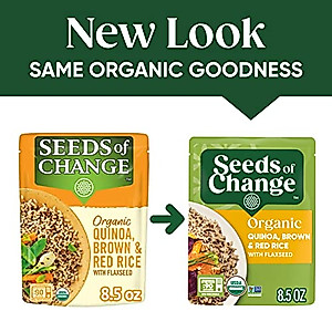 SEEDS OF CHANGE Organic Quinoa, Brown & Red Rice with Flaxseed, Microwaveable Ready to Heat, 8.5 Ounces (Pack of 6)