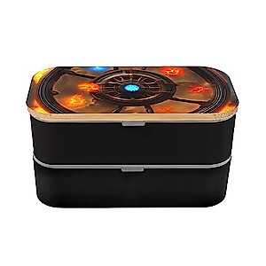 Flaming Flywheel Adult Lunch Box, Bento Box, With Cutlery Set Of 3, 2 Compartments, Rectangular, Lunch Box For Adults