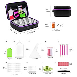 ARTDOT Diamond Painting Storage Boxes, 120 Slots Bead Storage with 5D Diamond Art Accessories and Tools Kit