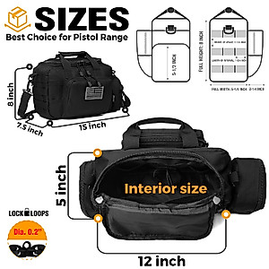 DBTAC Gun Range Bag Small | Tactical 2x Pistol Shooting Range Duffle Bag with Lockable Zipper for Handguns and Ammo (Black)