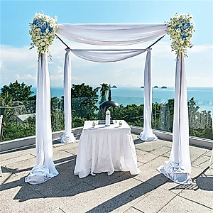 yeesiprua Wedding Arch Drapes, 18FT White Drapes Sheer Backdrop Curtain Chiffon Fabric Drapery Table Runner Sheer Voile Draping Panels Wedding Arches for Ceremony Curtain Valance Party Decoration