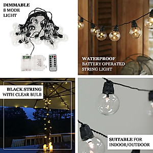 Efavormart 26FT String LED Lights with 25 Clear Bulbs 8 Mode Dimmable Warm White Waterproof Outdoor/Indoor Patio - Remote Included