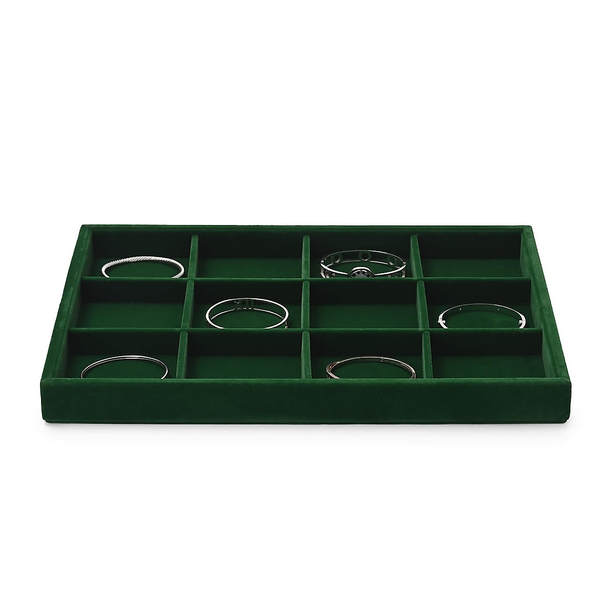 Papten Jewelry Display Tray Velvet 12 Grid Stackable Jewelry Trays Showcase for Bracelet Bangle Watch Earring Ring
