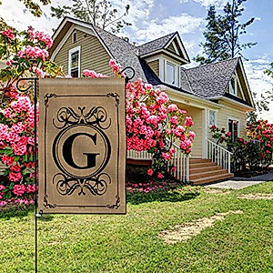 Anley Classic Monogram Letter G Garden Flag, Double Sided Family Last Name Initial Yard Flags - Personalized Welcome Home Decor - Weather Resistant & Double Stitched - 18 x 12.5 Inch
