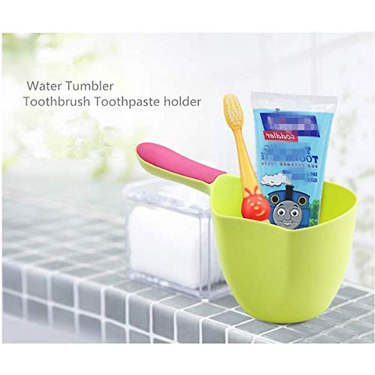 Baby Bath Waterfall Rinser, RainbowBaby Shampoo Rinse Cup Head Washing Baby Tub Water Scoop, Tear-Free Baby Bath Mug (Green)