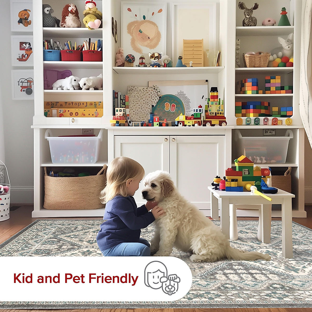 nuLOOM 9x12 Becca Traditional Tiled Area Rug, Charcoal, Faded Transitional Design, Stain Resistant, For Bedroom, Dining Room, Living Room, Hallway, Office, Kitchen, Entryway