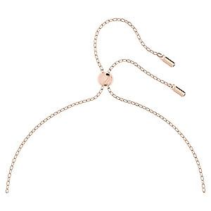 Swarovski Dextera Pendant Necklace with Double Circle Motif in Rose Gold Tone and White Crystal Pavé on a Rose Gold-Tone Finish Chain, Part of the Dextera Collection