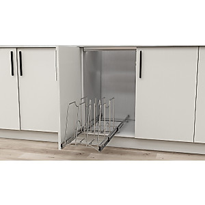 Slide Out Organizer for Cutting Board, Pan, Bakeware, and Tray - Pull Out Kitchen Cabinet Rack - (11W x 22D x 11.8H inch, Chrome)