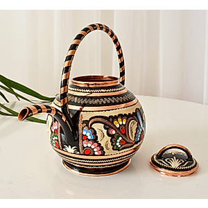 Gneric Copper Flower Watering Can,Pure Copper Pitcher,Handmade Copper Watering Pot,Mini Plant Watering Pot,Copper Watering Can for Flower (Patterned)