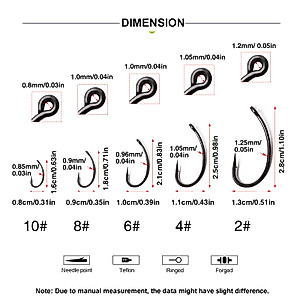 Fairiland Carp Hook Circle Shape Fish Hook 82B High Carbon Steel Fishing Hooks PTFE Coated Matt Black Barbed Hook for Saltwater Freshwater Packed in Hook Box(250pcs 5-Size)