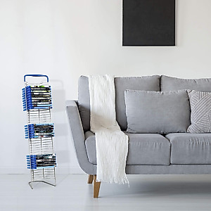 Atlantic Nestable 16 Blu-Ray Rack - Space Saving Modern Design in High End Gunmetal Finish with Blue Molded Handle, PN63735592