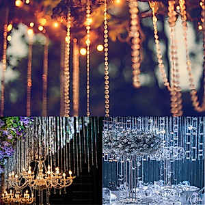 Jishi 99ft Crystal Beads Garland Strand, Iridescent Clear Acrylic Diamond Beads String Roll for Crafts, Beaded Curtains, Wedding Party Decorations, Plastic Crystal Garland for Christmas Tree Ornaments