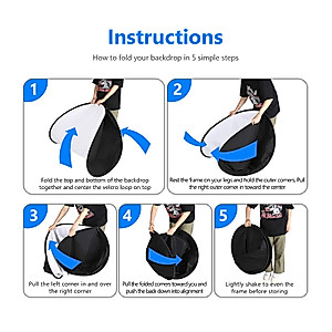 NEEWER Chromakey Backdrops, Double Sided Black Screen and White Screen, 2 in 1 Collapsible and Reversible Background for Photography, Gaming and Live Streaming, 5'×6.6'/1.5m×2m (Black/White)