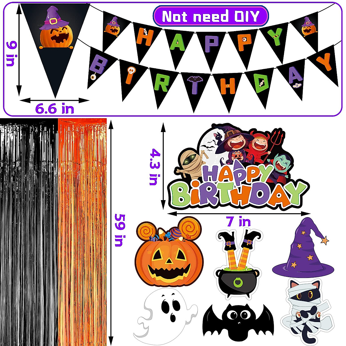 Halloween Birthday Party Decorations Halloween Themed Birthday Party Decorations with Halloween Birthday Banner Halloween Birthday Cake Topper for Kids Halloween First Birthday Decorations Halloween