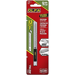 OLFA 9mm Stainless-Steel Utility Knife (SVR-2) - Multi-Purpose Retractable Precision Knife w/ Stainless-Steel Snap-Off Blade, Replacement Blades: Any OLFA 9mm Blade