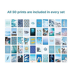 HAUS AND HUES Blue Photo Collage Kit for Wall Aesthetic Décor Beach Aesthetic Posters & Aesthetic Pictures for Wall Collage | Aesthetic Blue Wall Collage Kits College Room Decor (Set of 50)