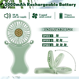 4 Pcs Fan Necklace Portable Mini Personal Fan 108 Degrees Rotating Adjustment Lash Fan 3 in 1 Hand Handheld Hanging Neck Speed Adjustable USB Rechargeable Fan for GWomen Indoor Outdoor Travelling