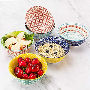 DeeCoo 6 Pack 24 oz Premium Porcelain Bowls Set, Cereal Bowls, Ceramic Bowls for Soup, Salad, Pasta, Rice, Large Capacity Ramen Bowls, Heat and Cold Resistant, Microwave and Dishwasher Safe Bowls