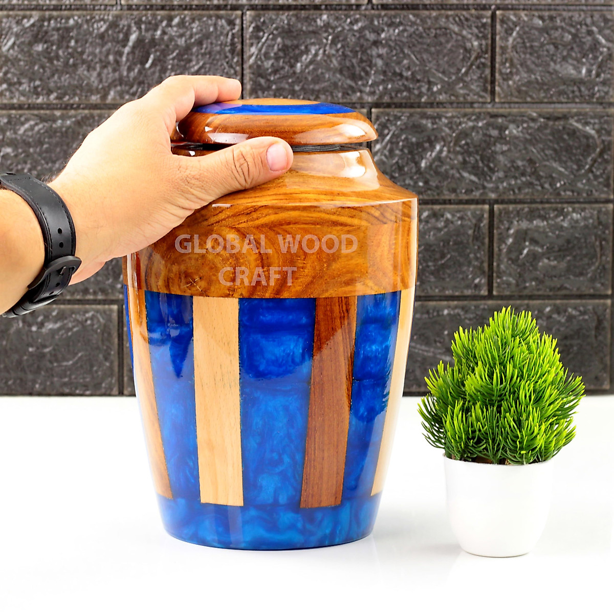Mix Wood with Resin Urn | Beautiful Unique Design ASH | Cremation Urns Male & Female Ashes - Adult Pet - Premium Quality Large Urn | Human Ashes for Urn