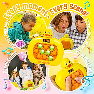 Marlo & Buzz Fast Push Game Toy with Popit Game Controller, Pop Fidget Animal with LED Screen - Sensory and Memory Console, Quick Bubble Light Toy, Pocket Games (Duck) Brown, Yellow, Pink, Blue, Red