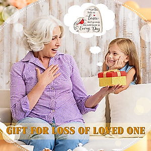 Sympathy Gift Memorial Heart Present for Loss of Loved One Wooden Remembrance Bereavement Gift Condolence Sign Loss of Father Mother Son Brother Decor 6.3 x 6 x 0.7 Inches (Cardinal Style)