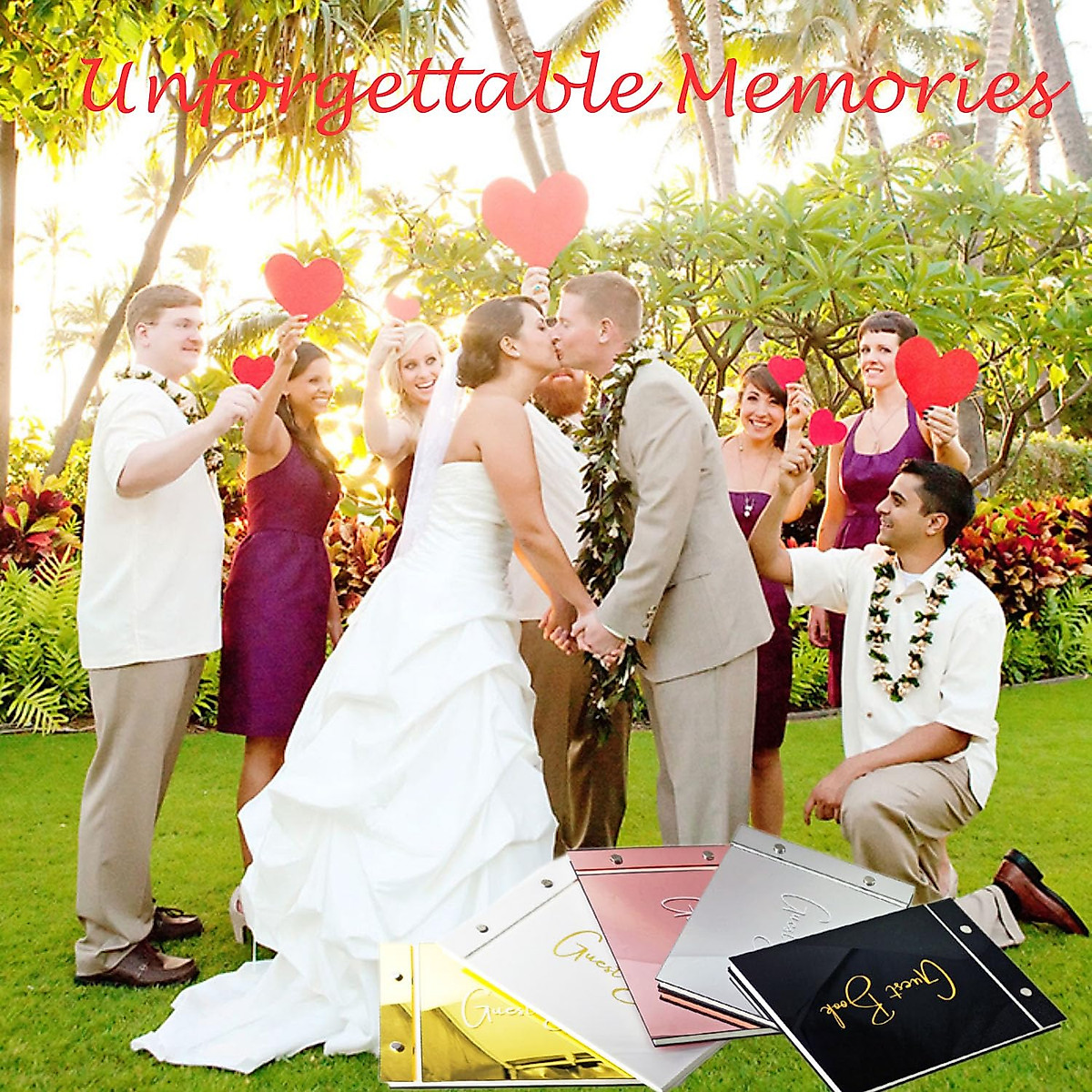 COKEENA Silver Wedding Guest Book with Acrylic Cover |10x7 inches| 50 Sheets Blank Paper (100 Pages), Modern Guest Book for Wedding Reception,Party or Events (Silver)