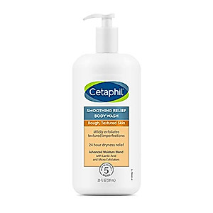 Body Wash by CETAPHIL, NEW Smoothing Relief Exfoliating Body Wash, Mildy Exfoliates to Smooth Rough, Textured Skin, 24 Hour Dryness Relief, For Sensitive Skin, 20 oz