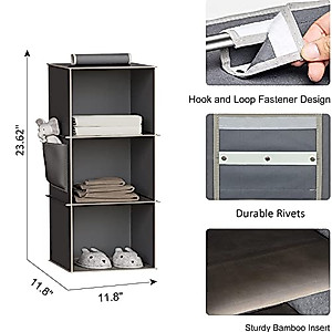 YOUDENOVA Hanging Closet Organizers and Storage, 3-Shelf Closet Hanging Storage Shelves for Closet, Set of 2