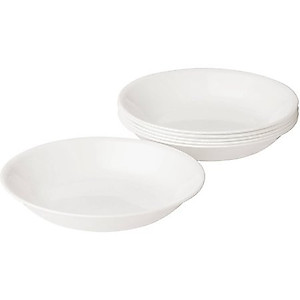 Corelle Livingware Glass Pasta Bowls, Winter Frost White, Set of 6