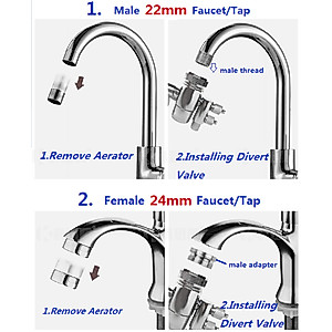 Realgoal Divert Valve 10.5 mm Tubing with Male Adapter for Faucet