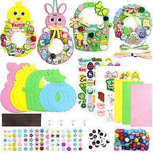 Easter Crafts for Kids Ages 4-12 Foam Magnet Craft Bunny Chicks Basket Wreath Activities for Front Door Decorations Decor Stickers Kit DIY Tree Ornaments 12 Sets Cutouts Rabbit Party Favors