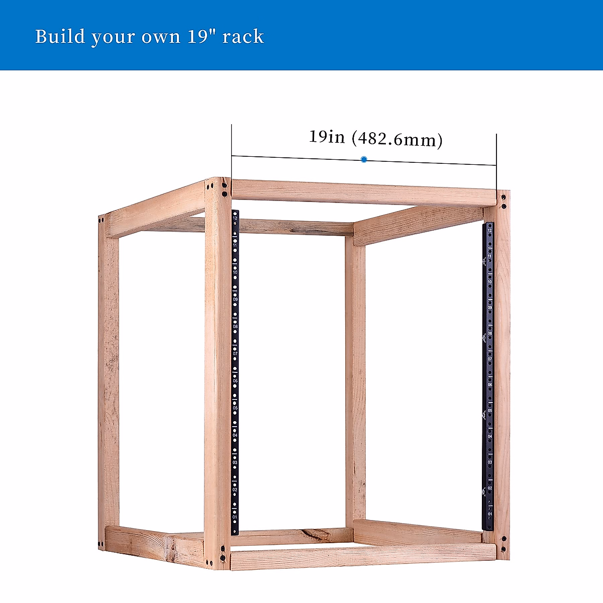 RackPath 12U Vertical Server Rack Rail Pair Kit, DIY Rack Build, 12-24 Screws x48