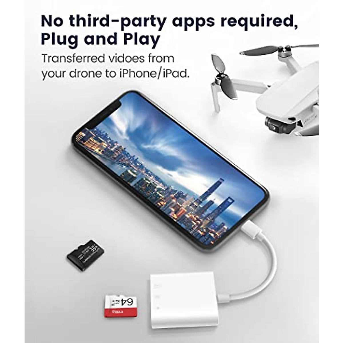 SD Card Reader for iPhone iPad,Oyuiasle Trail Game Camera SD Card Viewer with Dual Slot for MicroSD/SD,Photography Memory Card Adapter,Plug and Play