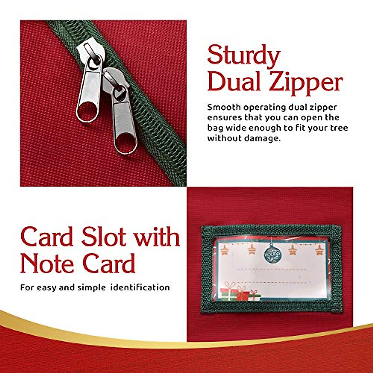 HOLIDAY SPIRIT Christmas Tree Storage Bag, Heavy-Duty 600D Oxford Material with Durable Reinforced Handles & Zipper, Waterproof Dust Protection (Red, Fits a 9FT Tree)