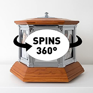 Perfect Memorials Custom Engraved Large Rotating Memories Cremation Urn (320 Cu/in) - Urn for Human Ashes/6 Photos/Spins 360 Degrees/Custom Plaque